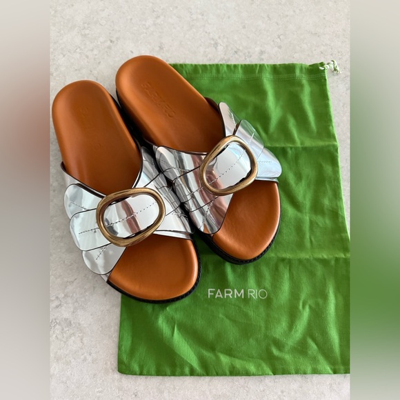 FARM Rio | Shoes | Farm Rio Silver Daisy Slide | Poshmark